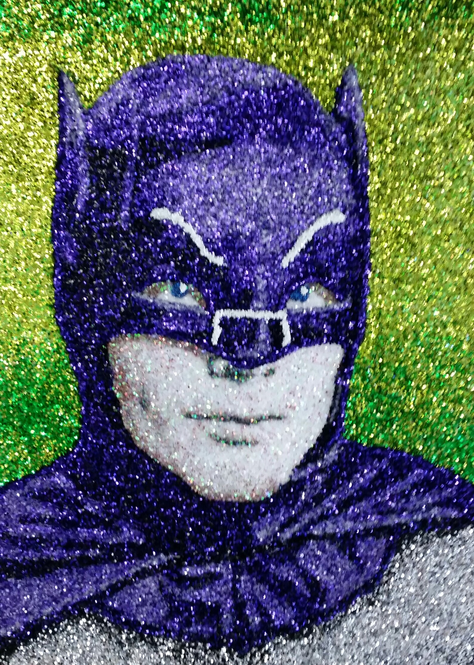 Adam West BATMAN- Glitter Art- 9"x12" - Etsy