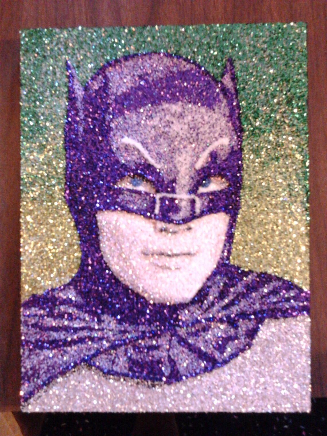 Adam West BATMAN- Glitter Art- 9"x12" - Etsy