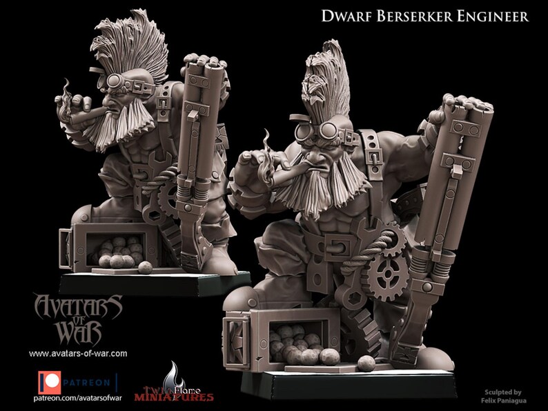 Dwarf Berserker Engineer | Slayer Artillery Hero | Warhammer Dwarf Proxy | Aos/t9a/wfb ...