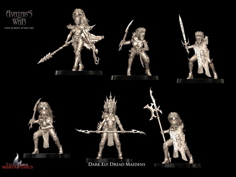 30 X Battle-ready Dark Elf Dread Maidens – 32mm Heroic Scale Miniatures ...