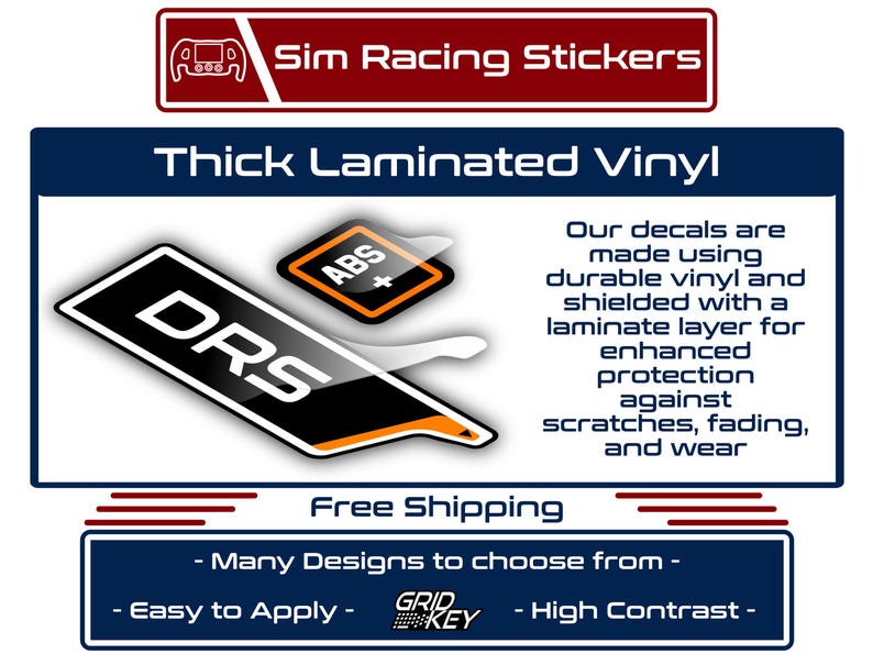 53pcs Keyboard/ Number Pad Button Box Premium Sim Racing Decal Stickers ...