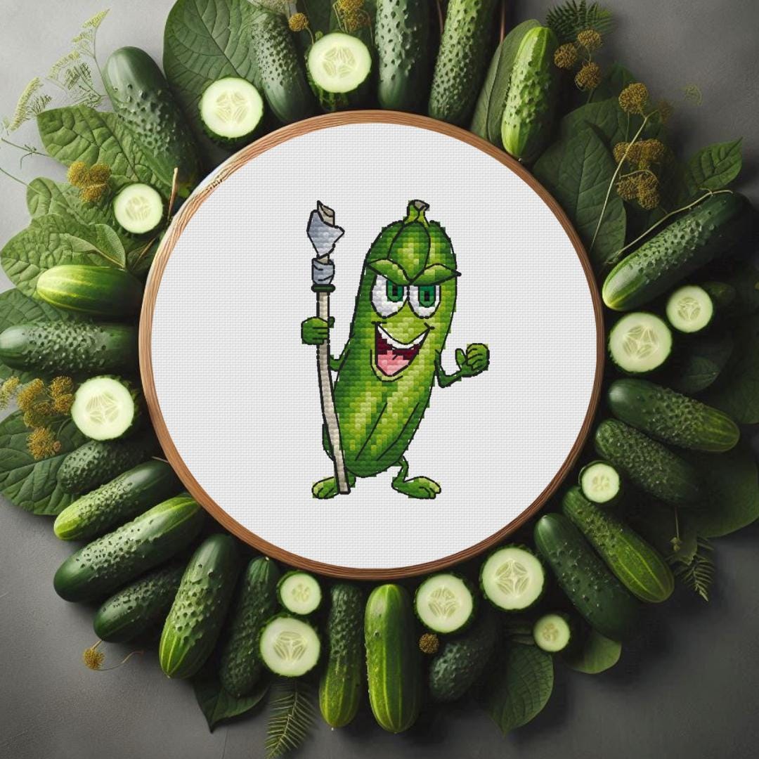 Cross Stitch Pattern "warrior Cucumber" – Funny Vegetable Character ...