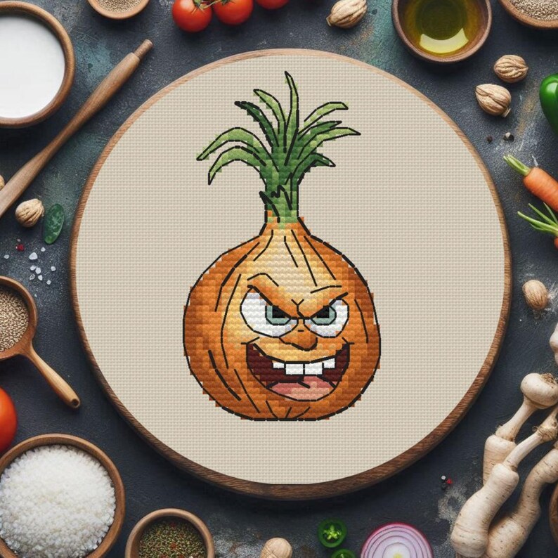 Angry Onion Cross Stitch Pattern | Funny Vegetable Character - Etsy