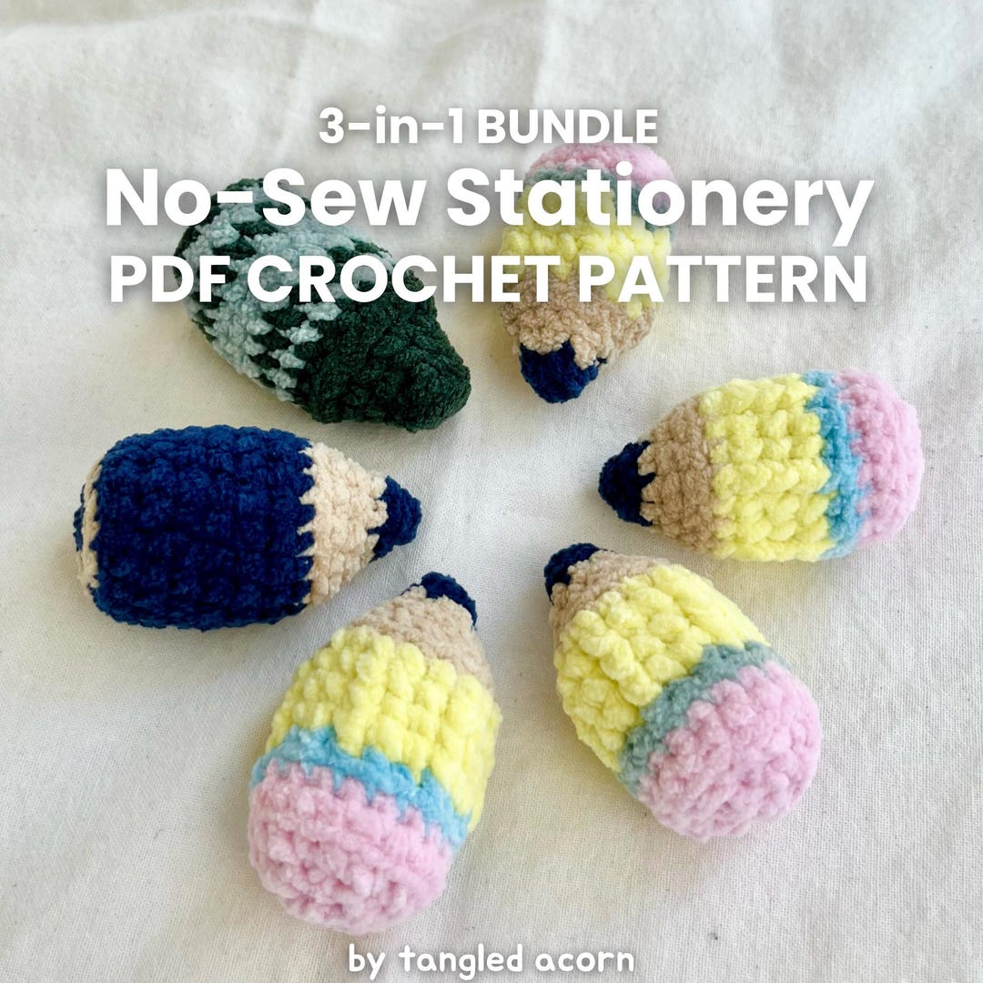 Stationery Crochet Pattern Bundle | No Sew Amigurumi Pencil, Crayon ...