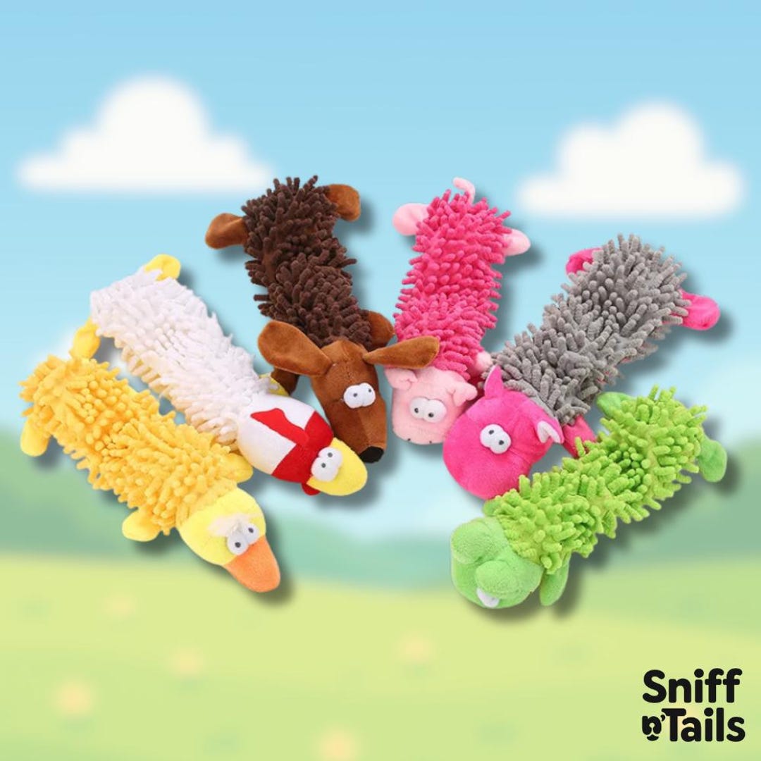 Farm Friends Plush Dog Toys – Crinkly and Squeaky Pet Toy for Small and ...