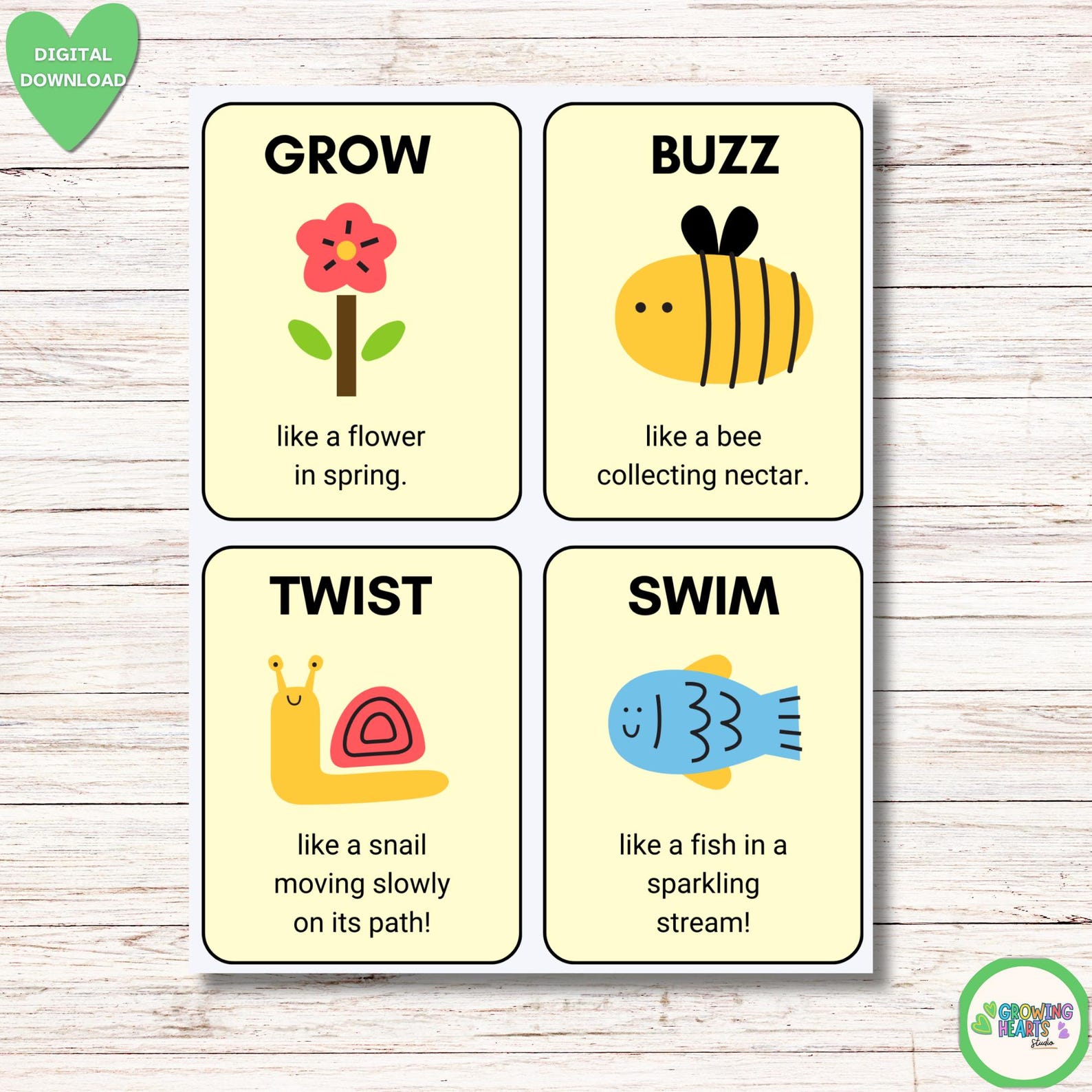 Spring Movement Cards for Toddlers Preschool Gross Motor Activity ...
