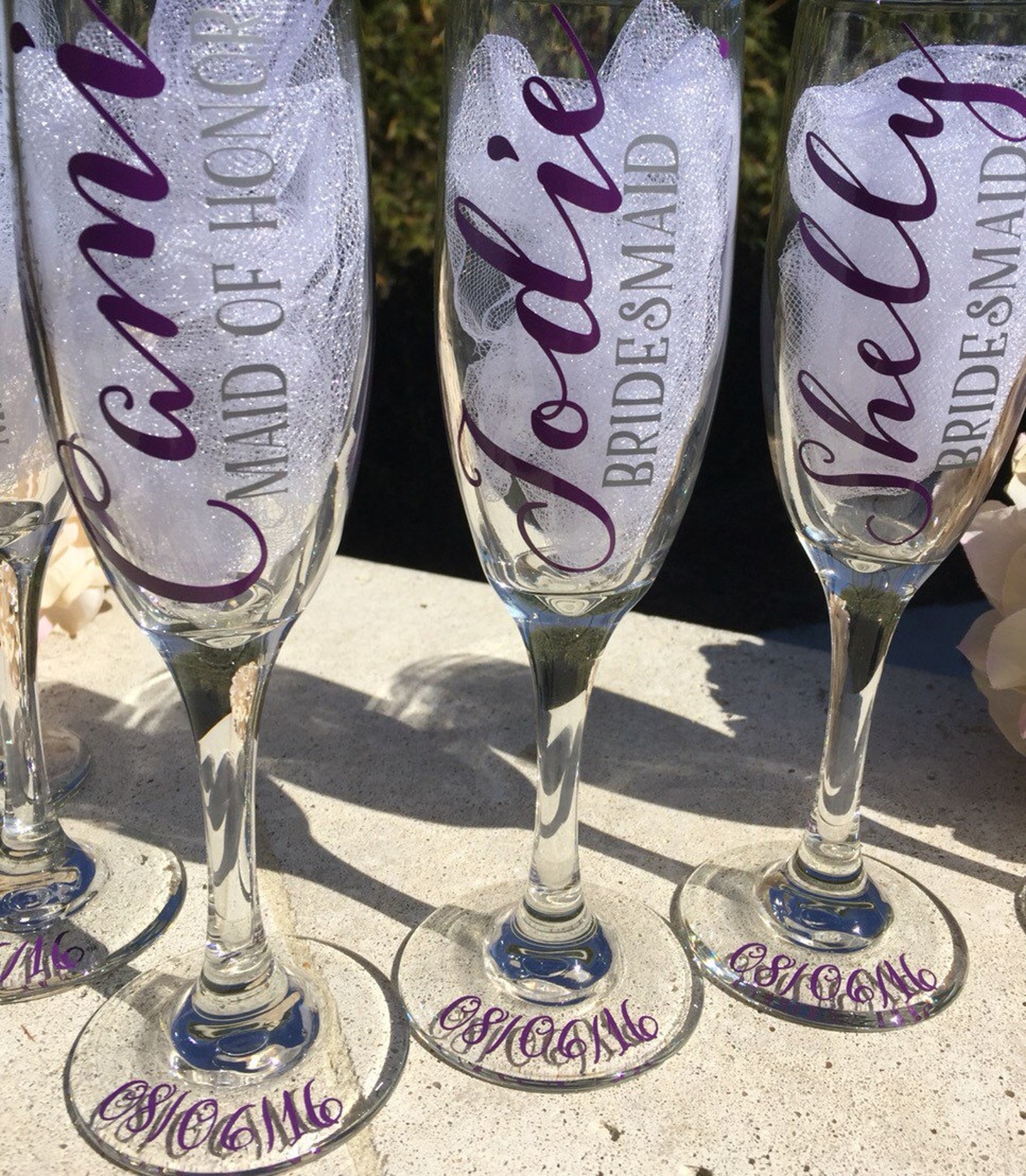 Plum Champagne Glasses Personalized Bridesmaid Champagne - Etsy