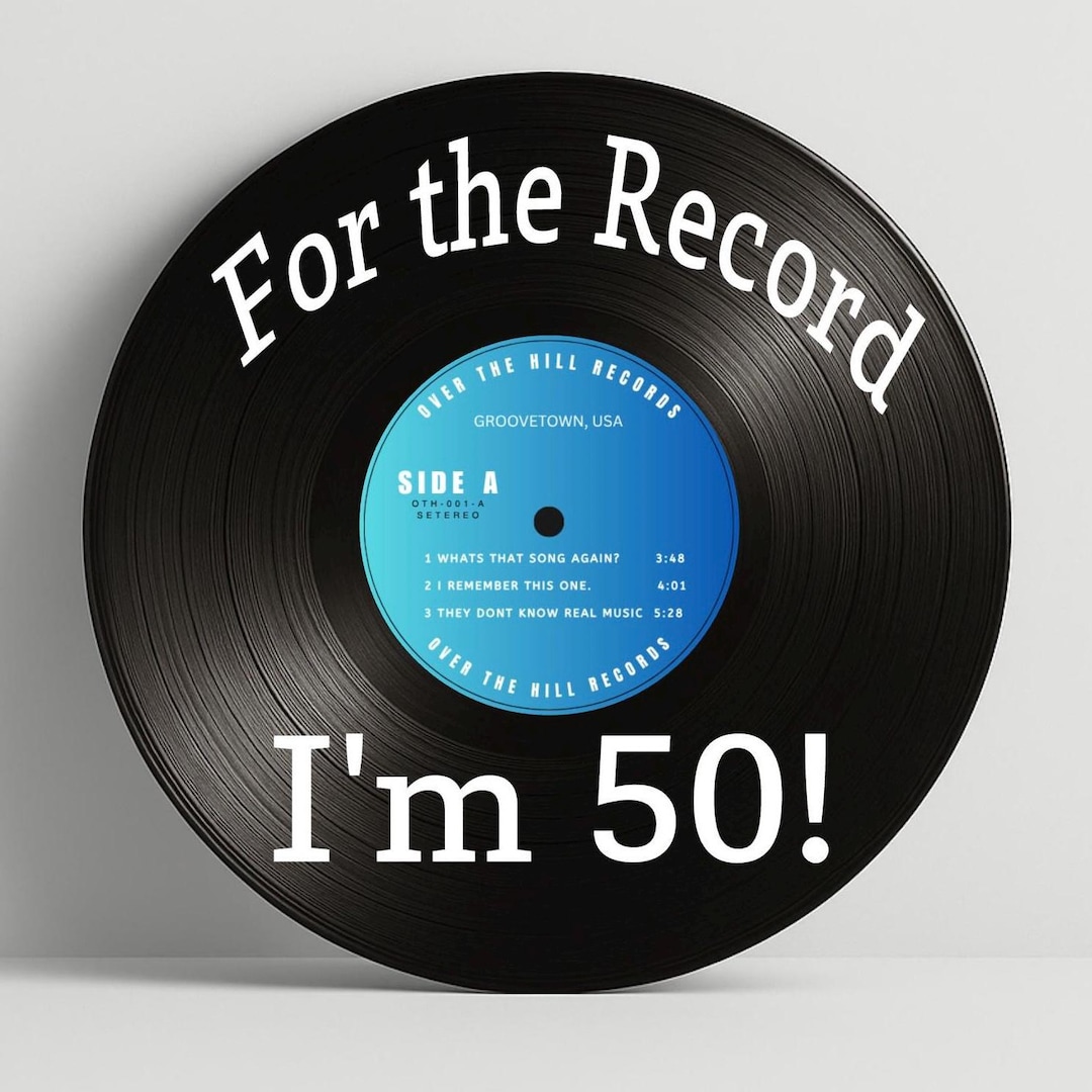 50th Birthday Vinyl Record Sign, Over the Hill Party Decoration, Retro ...