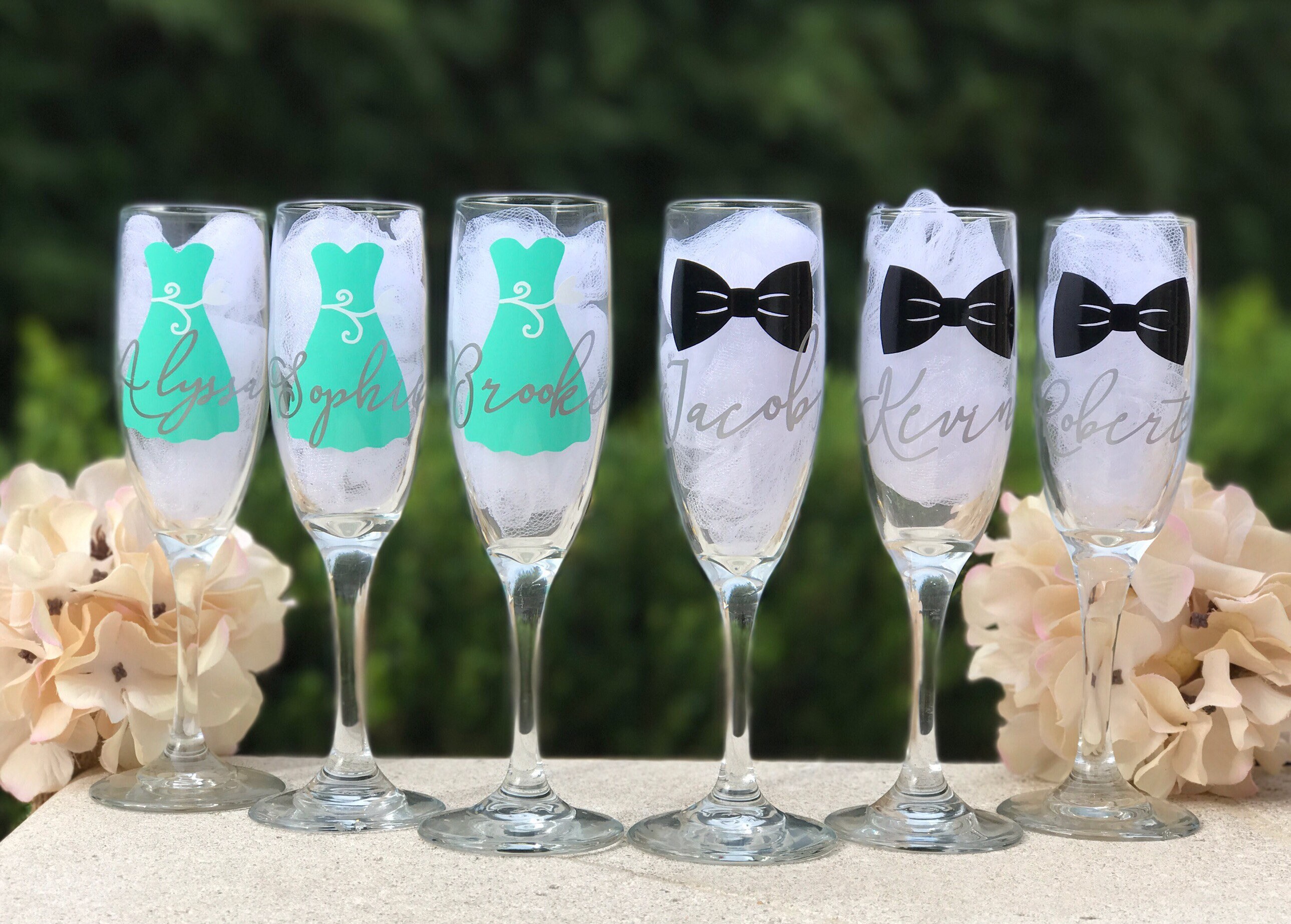 Wedding party glasses personalized champagne glasses | Etsy