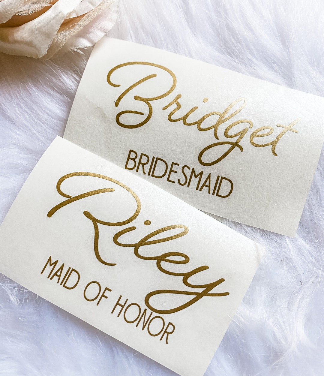 Bridesmaid Decals for Champagne Glasses, Name and Title Stickers, Name ...