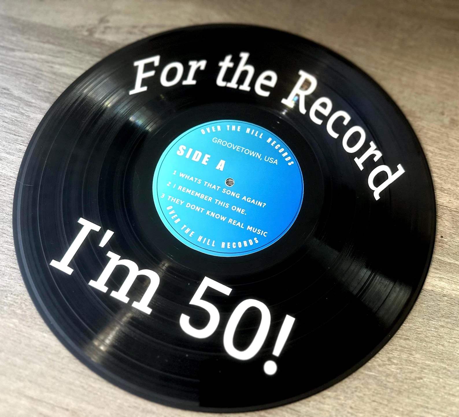 50th Birthday Vinyl Record Sign, Over the Hill Party Decoration, Retro ...