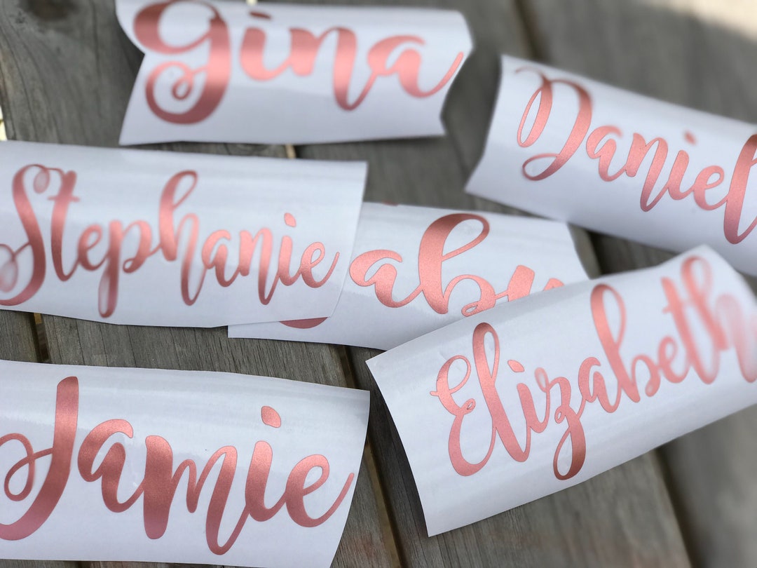 Name Decal for Glasses, Stemless Champagne Glass Decals. Bridesmaid ...