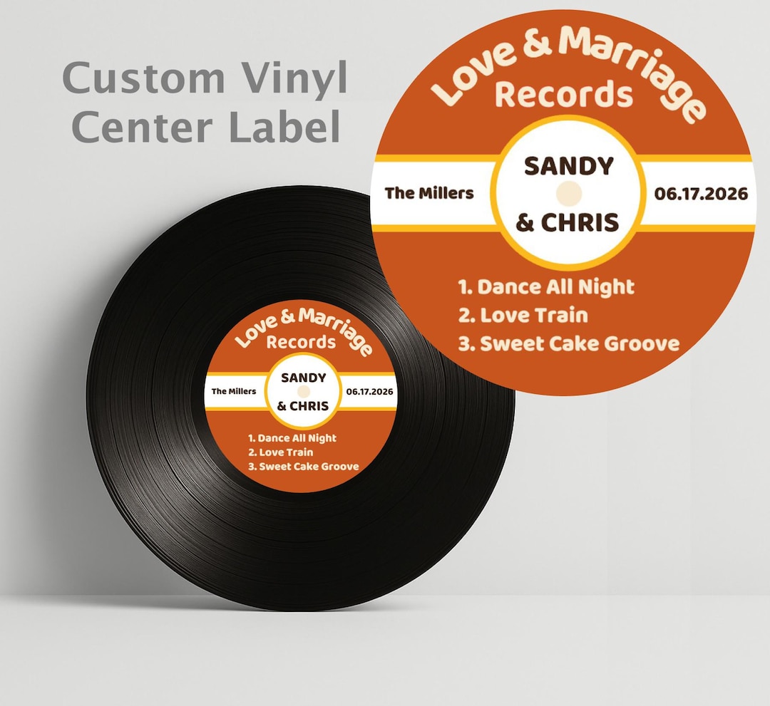 Custom Vinyl Record Center Label – 12" Sign or Guestbook – Wedding ...