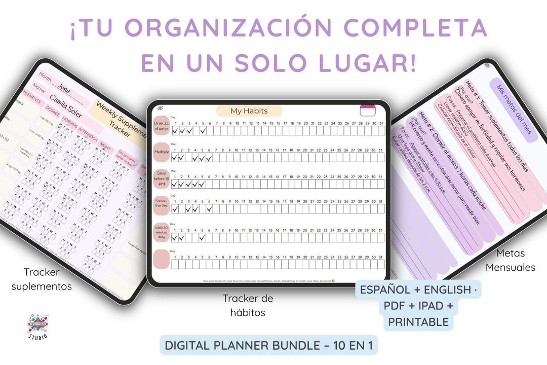 Digital Planner Bundle 10-in-1 | Bilingual Spanish N English ...