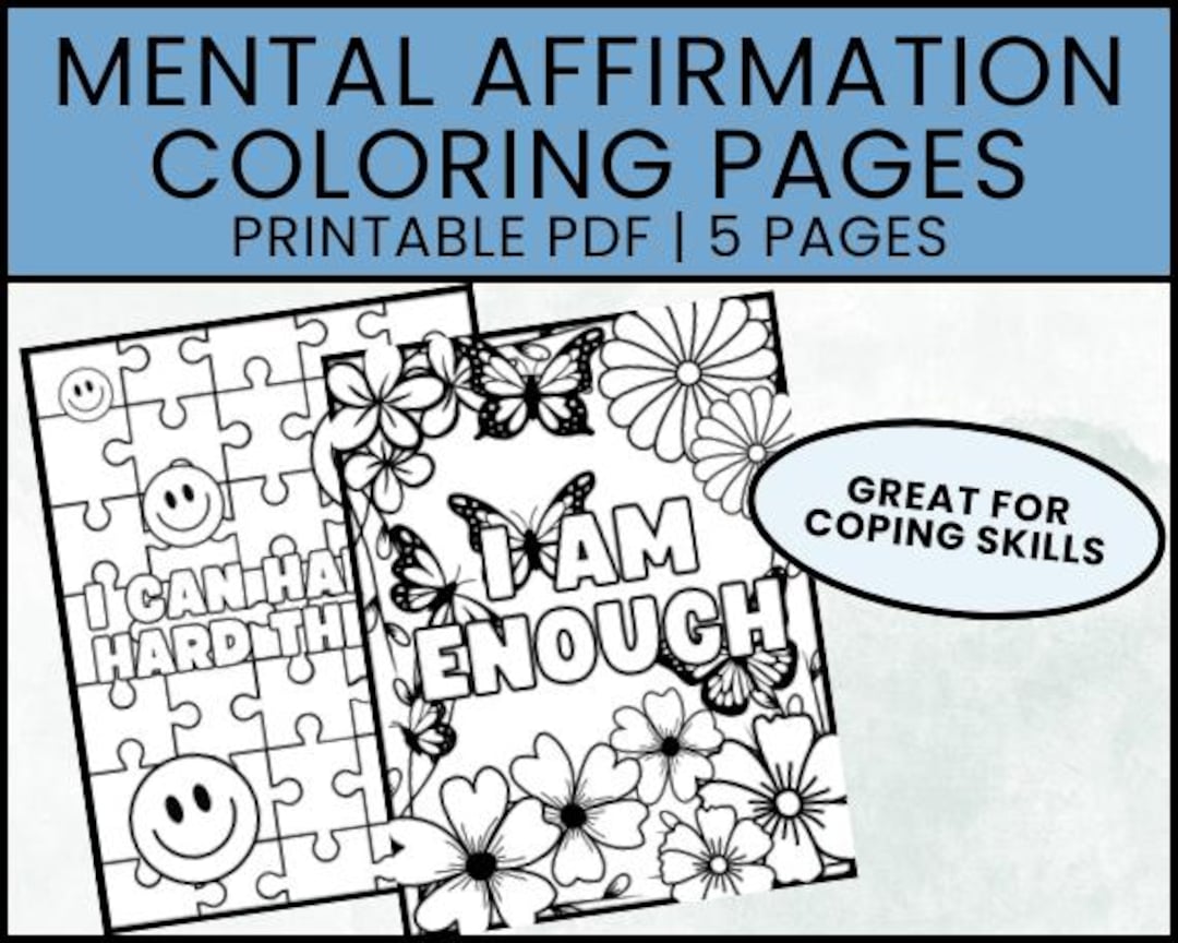 Kids Mental Health Affirmation Coloring Pages | Mindfulness Activity ...