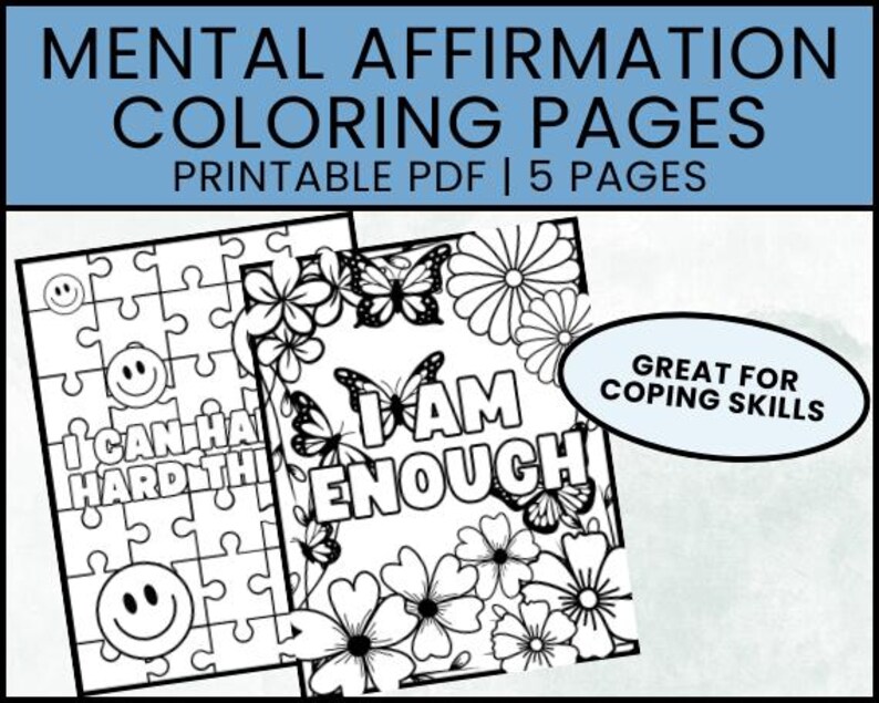 Kids Mental Health Affirmation Coloring Pages | Mindfulness Activity ...