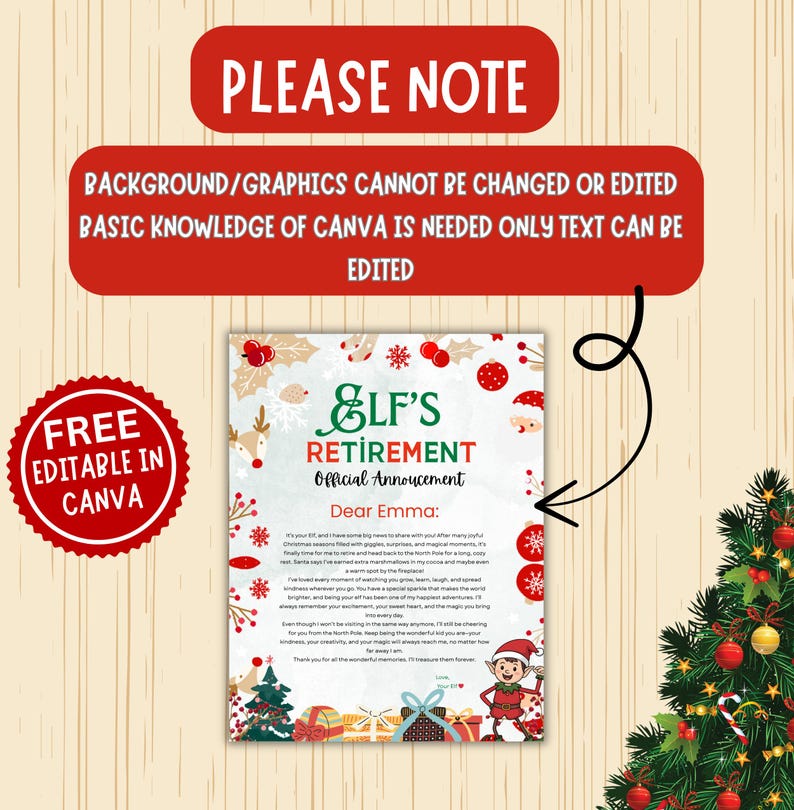 Editable Elf Retirement Letter Elf Not Visiting Elf New Mission Letter ...