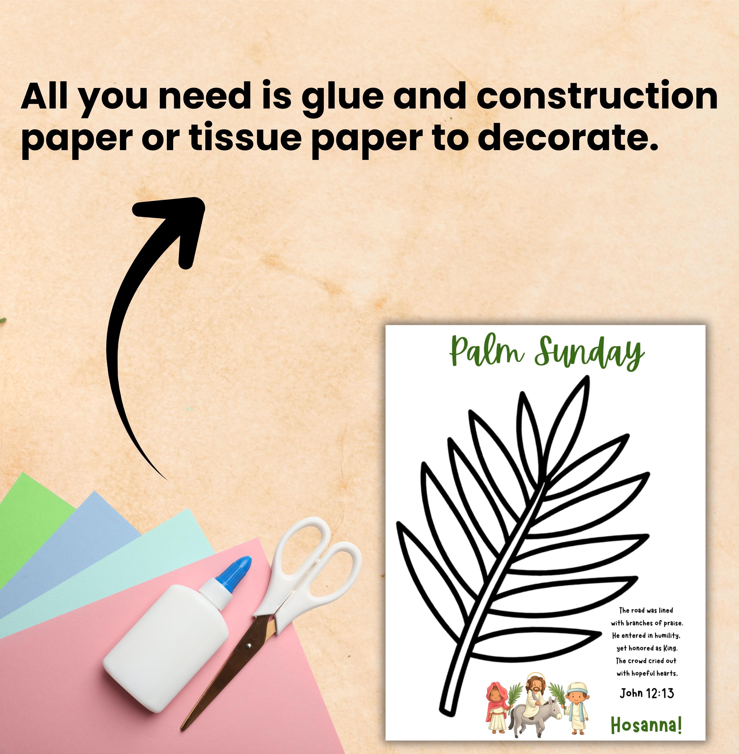Palm Sunday Tissue Paper Craft, Palm Sunday Bible Craft Tear Art, Jesus ...