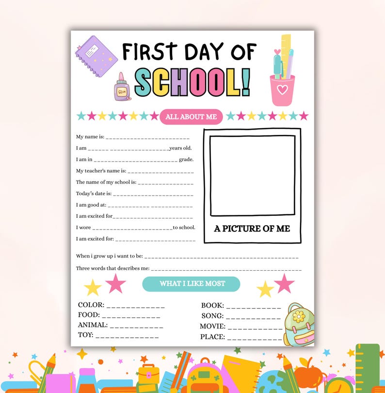 Back to School Interview Questionnaire: First & Last Day Keepsake ...