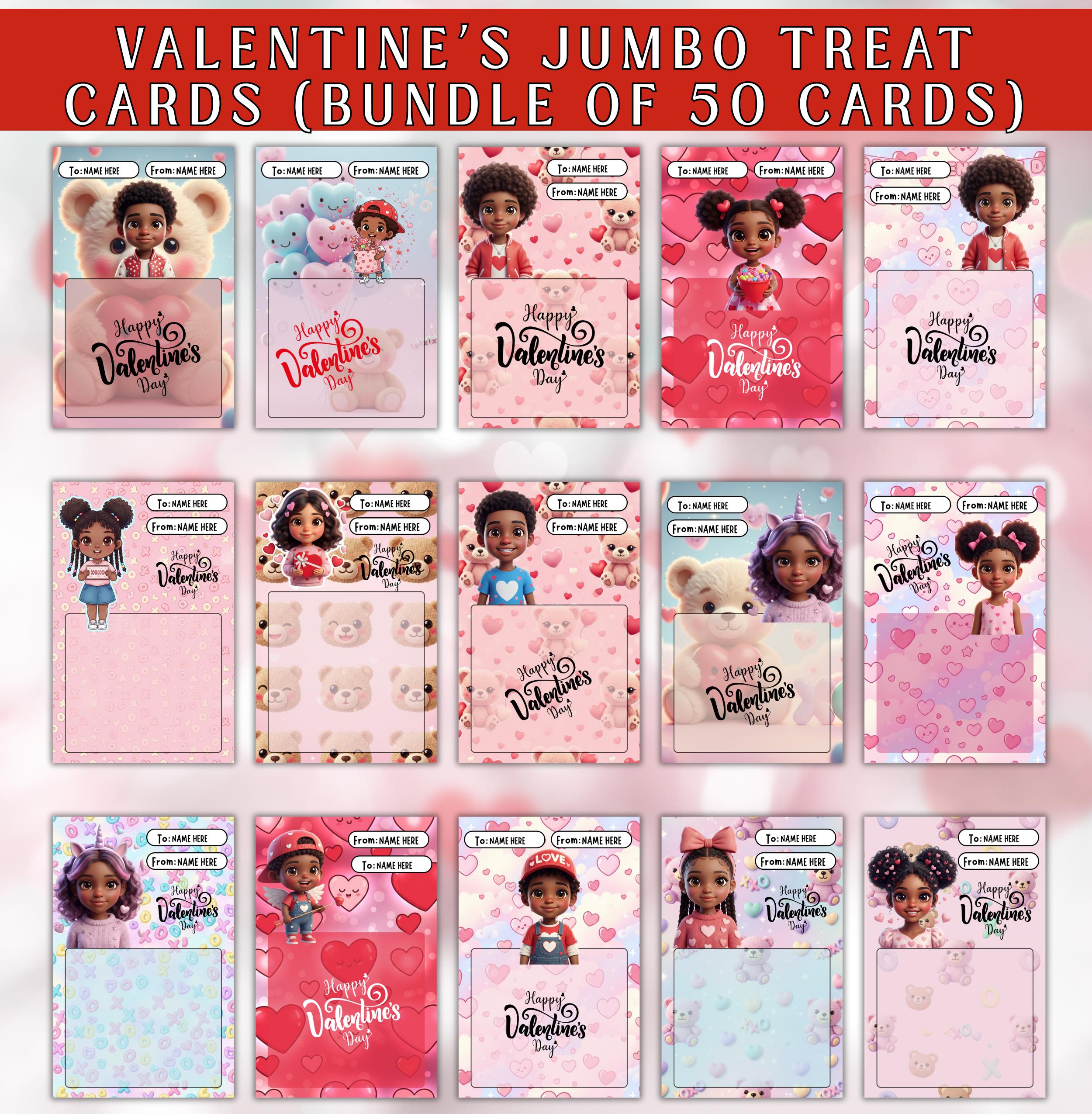 Valentine’s Day Cards Bundle for Kids |free Canva Editable Valentine ...