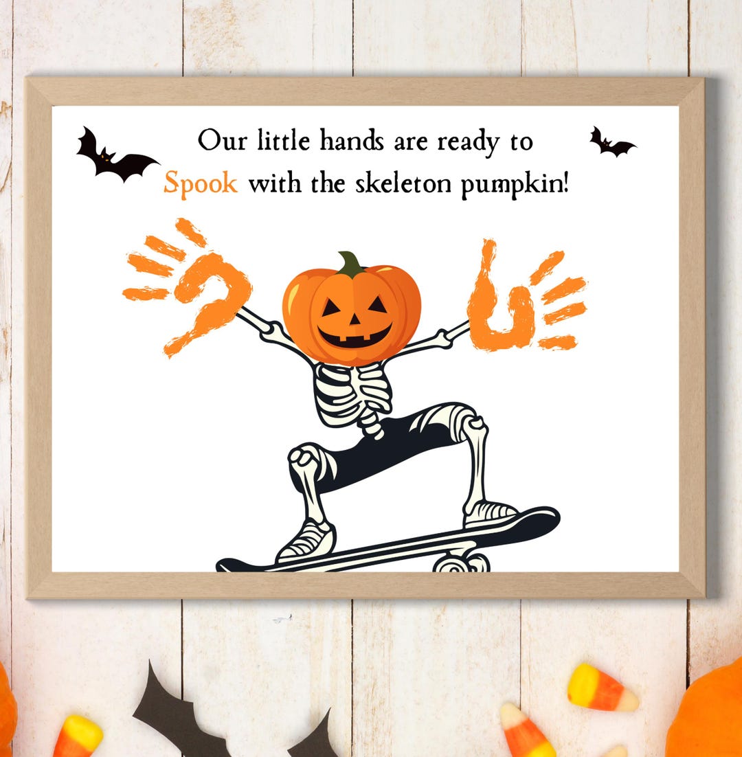 Baby First Halloween Handprint Art Kid Fall Handprint Craft DIY Toddler ...