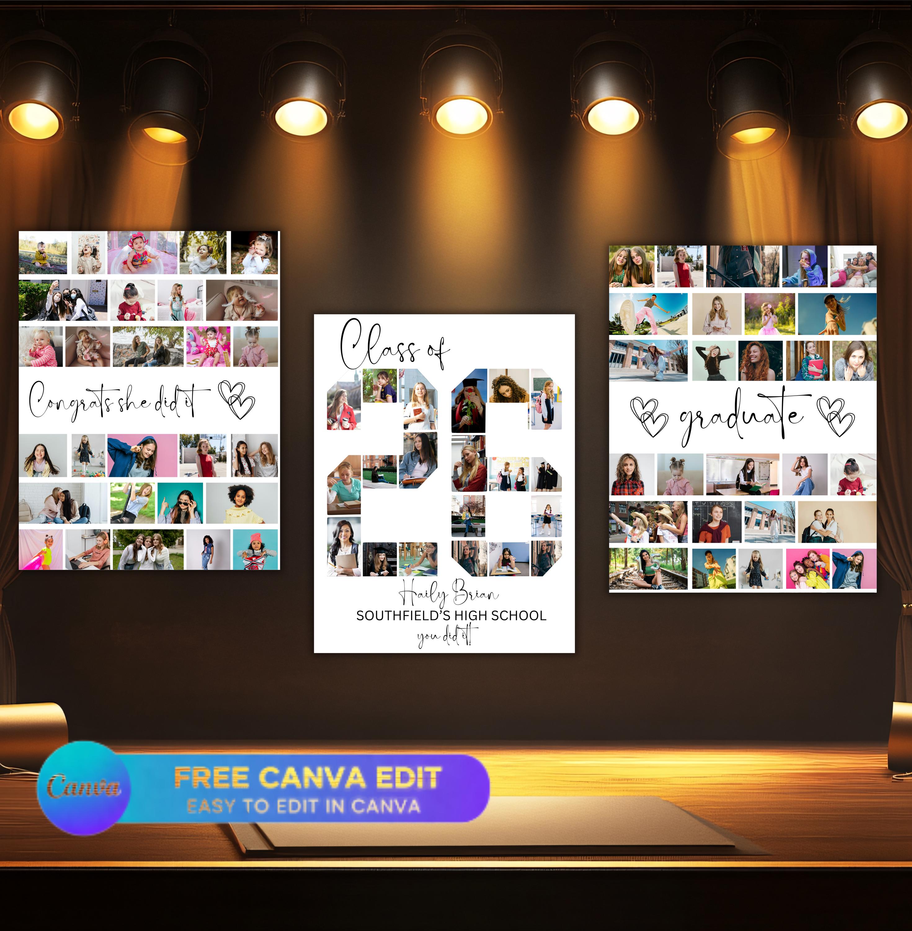 Graduation Photo Collage Template Graduation Welcome Sign Graduation ...