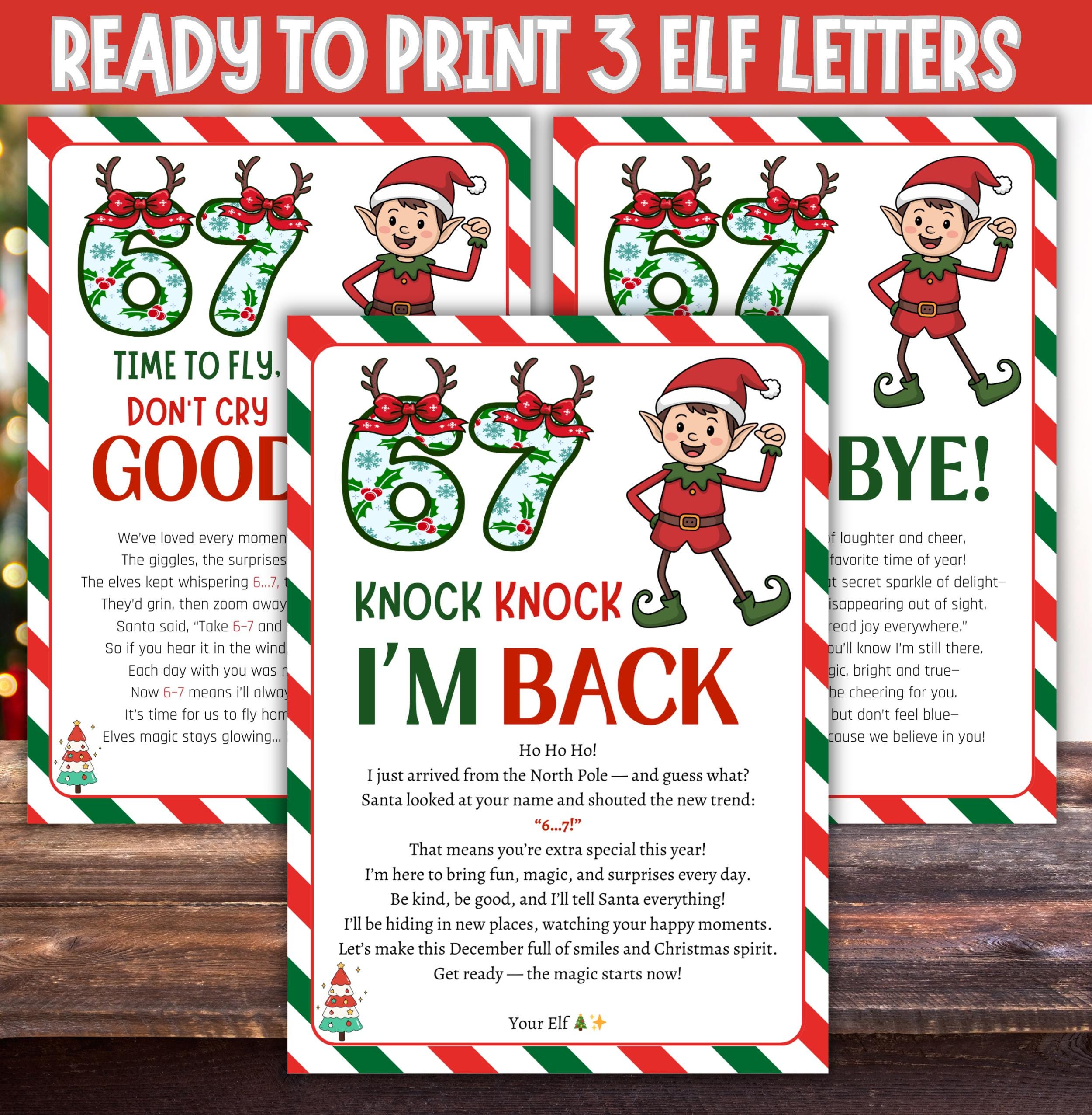 67 Elf Arrival and Goodbye Letter, Six Seven Trending Meme Letter , I'm ...
