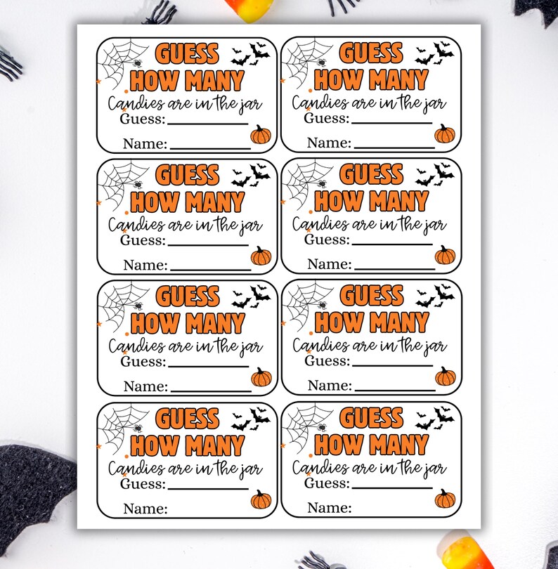 Halloween Guess How Many Candies Game: Printable Party Game - Etsy