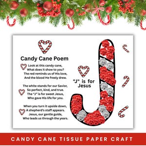 Candy Cane Tissue Paper Art, Christmas Torn Paper Craft for Kids ...