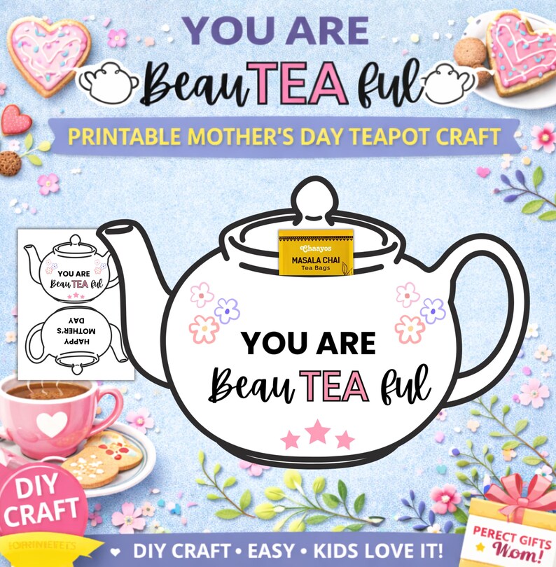 Printable Mother's Day Teapot Craft Children Kids Sunday School Church ...