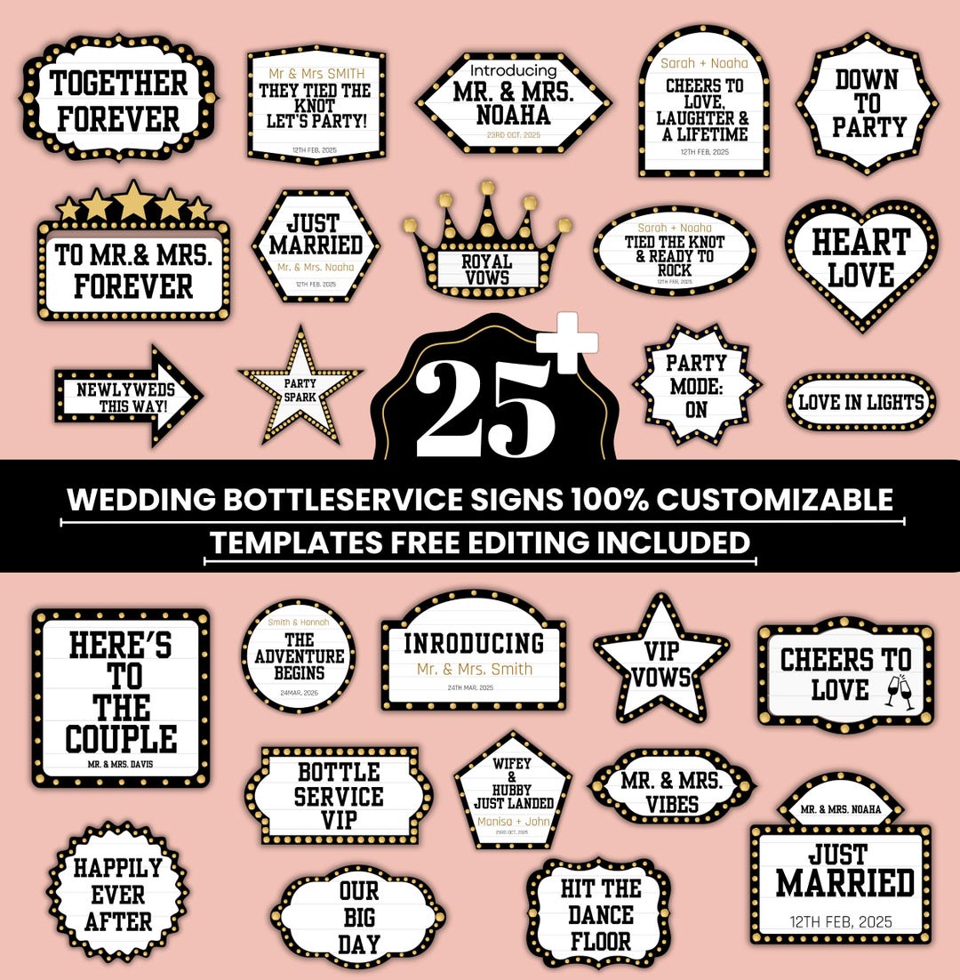 25+ Bottle Service Sign for Wedding - Customizable Marquee VIP ...