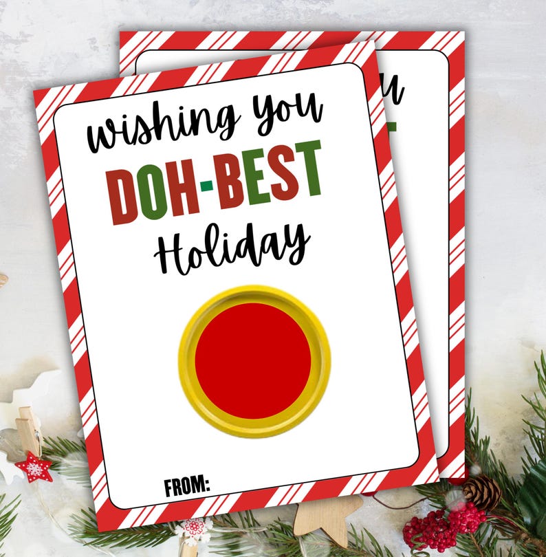 Christmas Play Dough Card Printable, Play Dough Holder, Classroom Favor ...