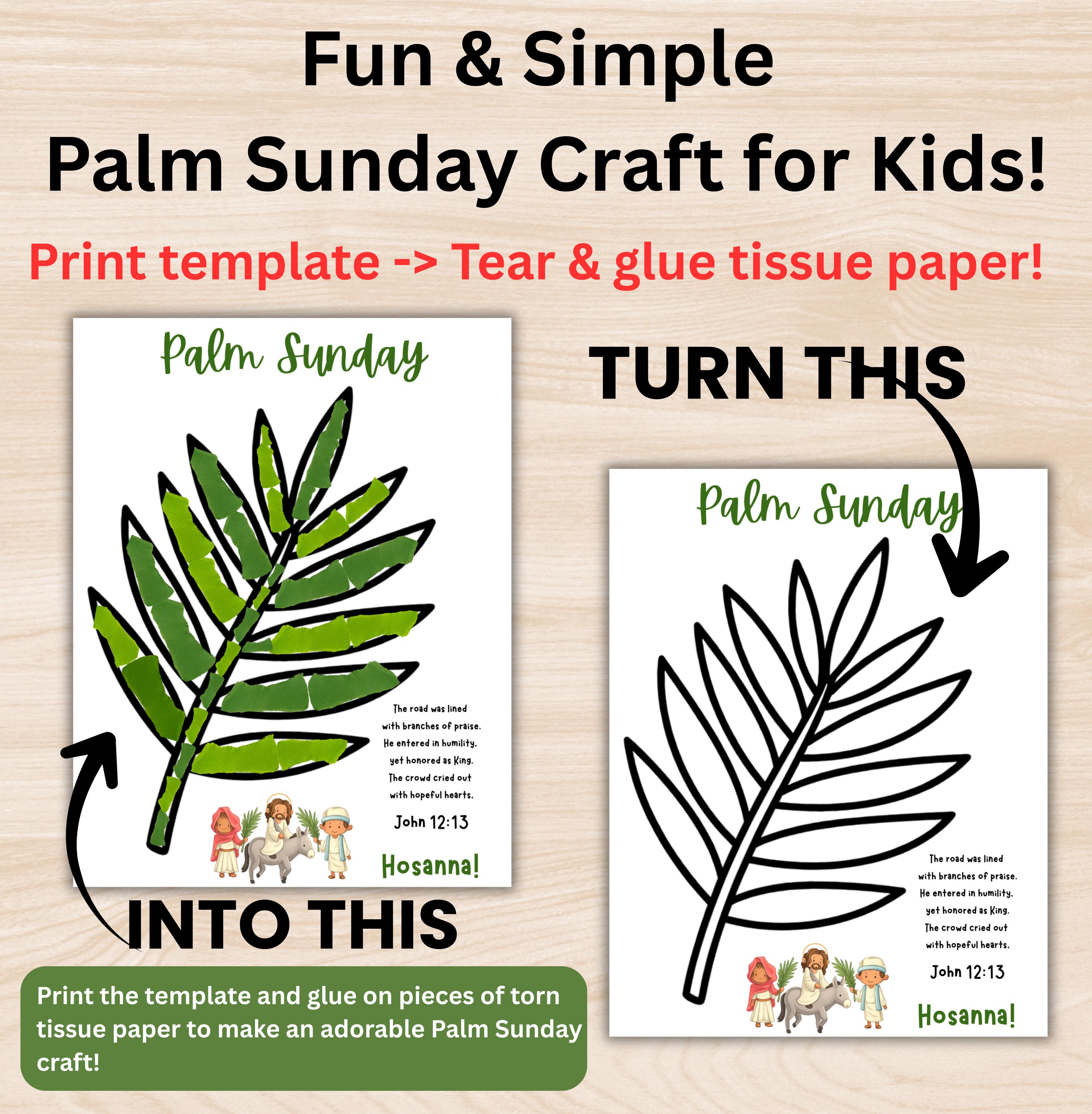 Palm Sunday Tissue Paper Craft, Palm Sunday Bible Craft Tear Art, Jesus ...