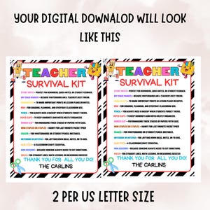 EDITABLE Teacher Survival Kit Printable, Back to School Teacher Gift ...