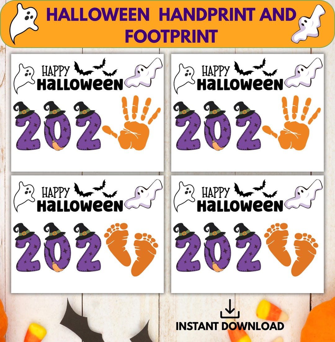 Halloween Handprint Footprint Craft: 2025 Keepsake Art (PDF Download ...