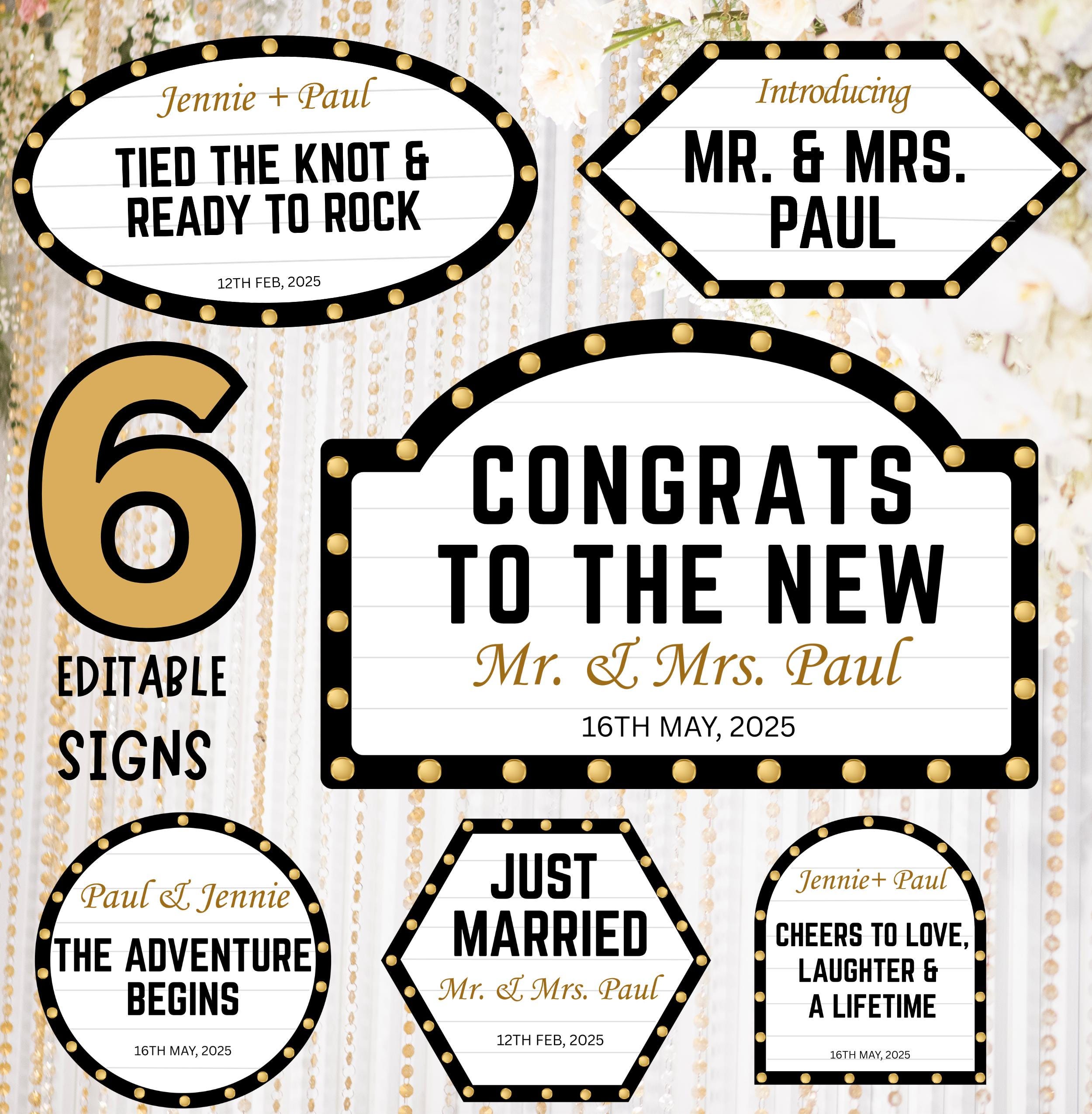 6 EDITABLE Wedding Bottle Service Sign Bundle of ,customizable Marquee ...