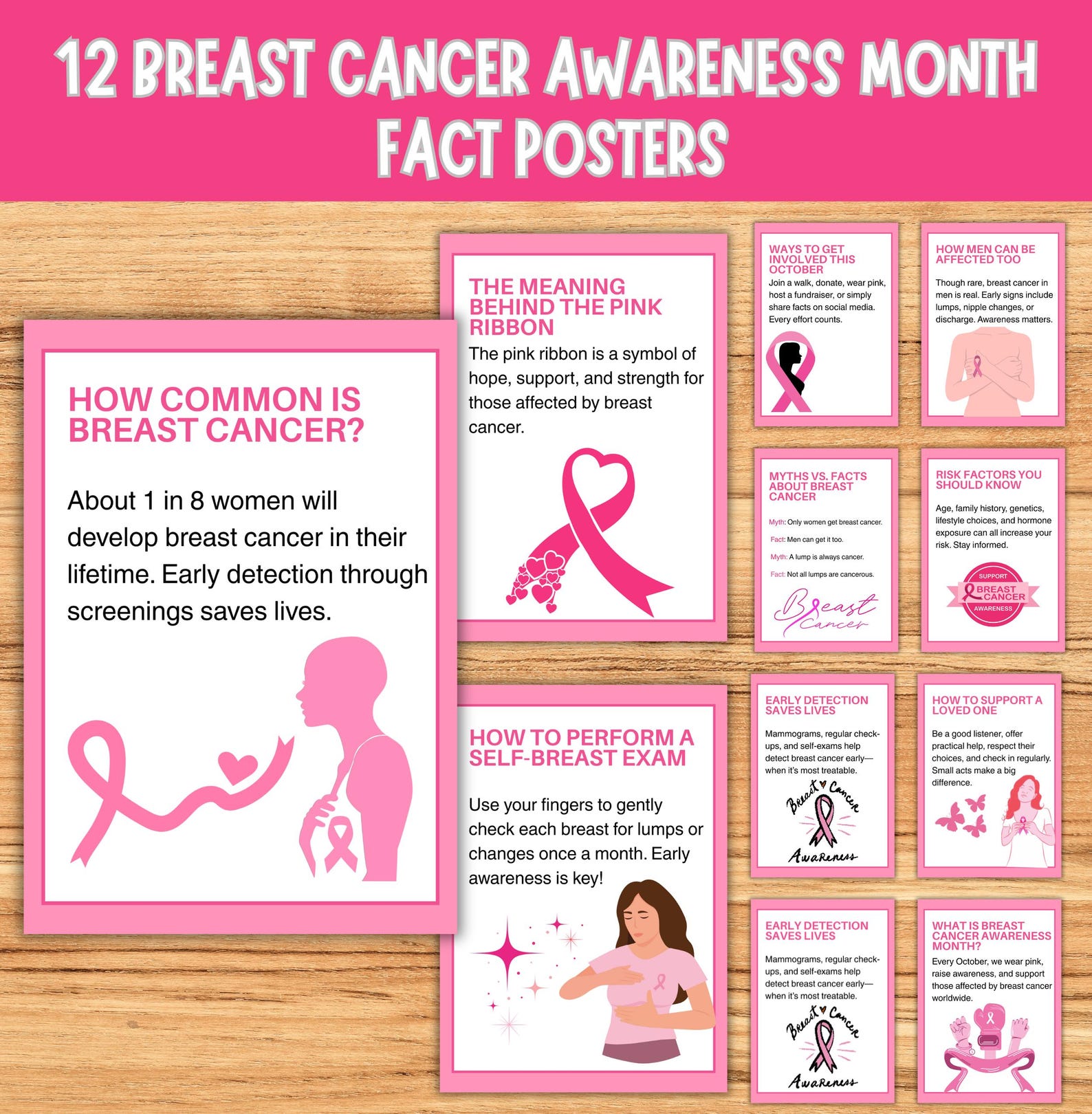 Breast Cancer Awareness Fact Posters: Pink Ribbon Classroom Decor ...