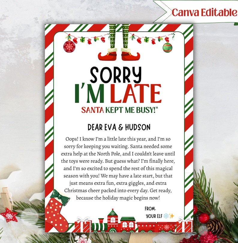 Late Elf Arrival Letter: Printable Christmas Apology Card (digital ...