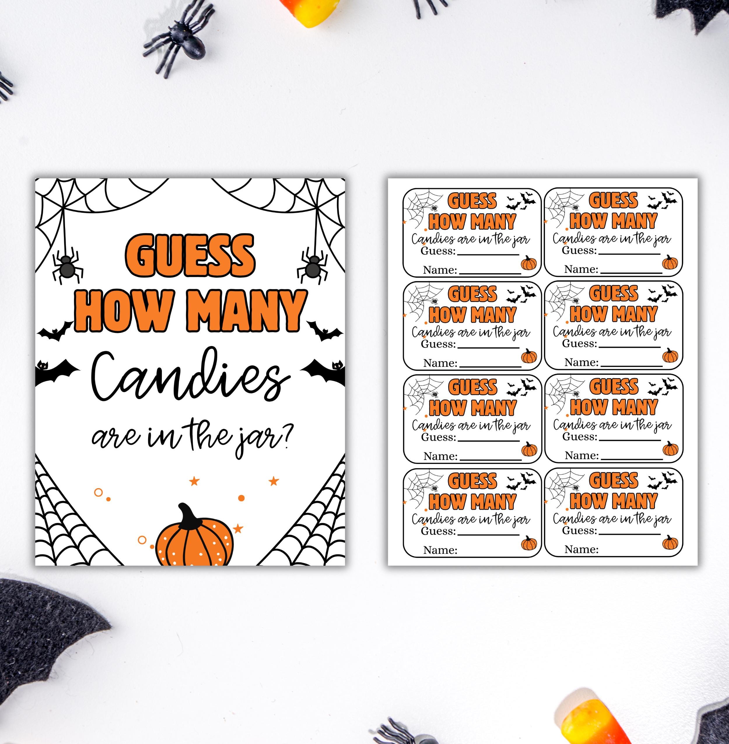 Halloween Guess How Many Candies Game: Printable Party Game - Etsy