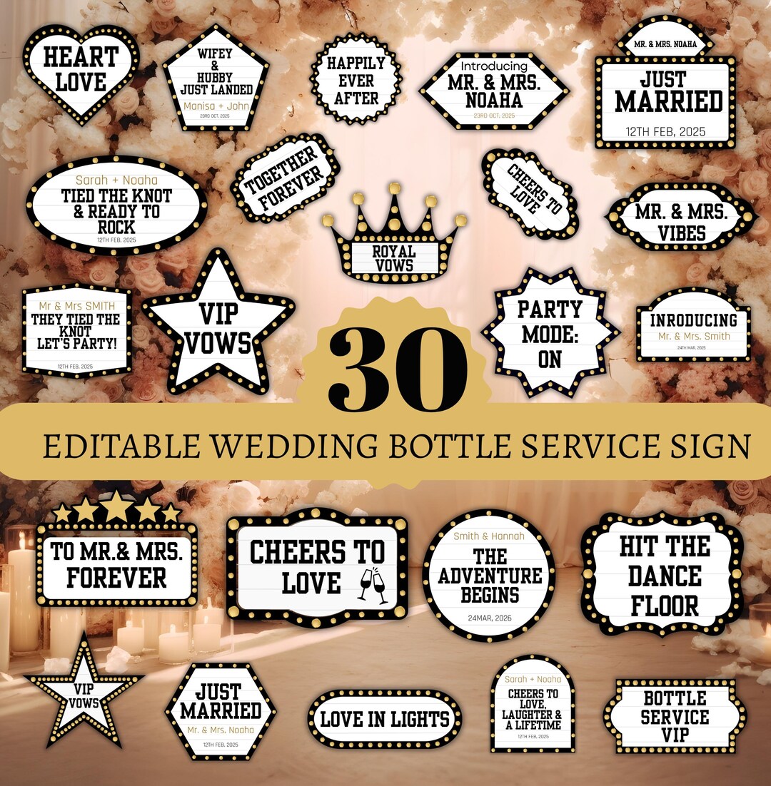 30+ Bottle Service Sign for Wedding - Customizable Marquee VIP ...