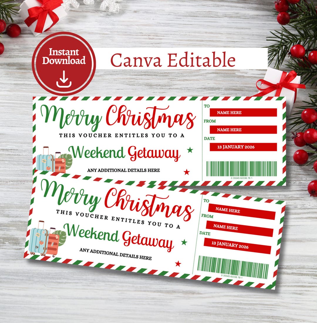 Christmas Weekend Getaway Gift Voucher | Surprise Weekend Away Ticket ...