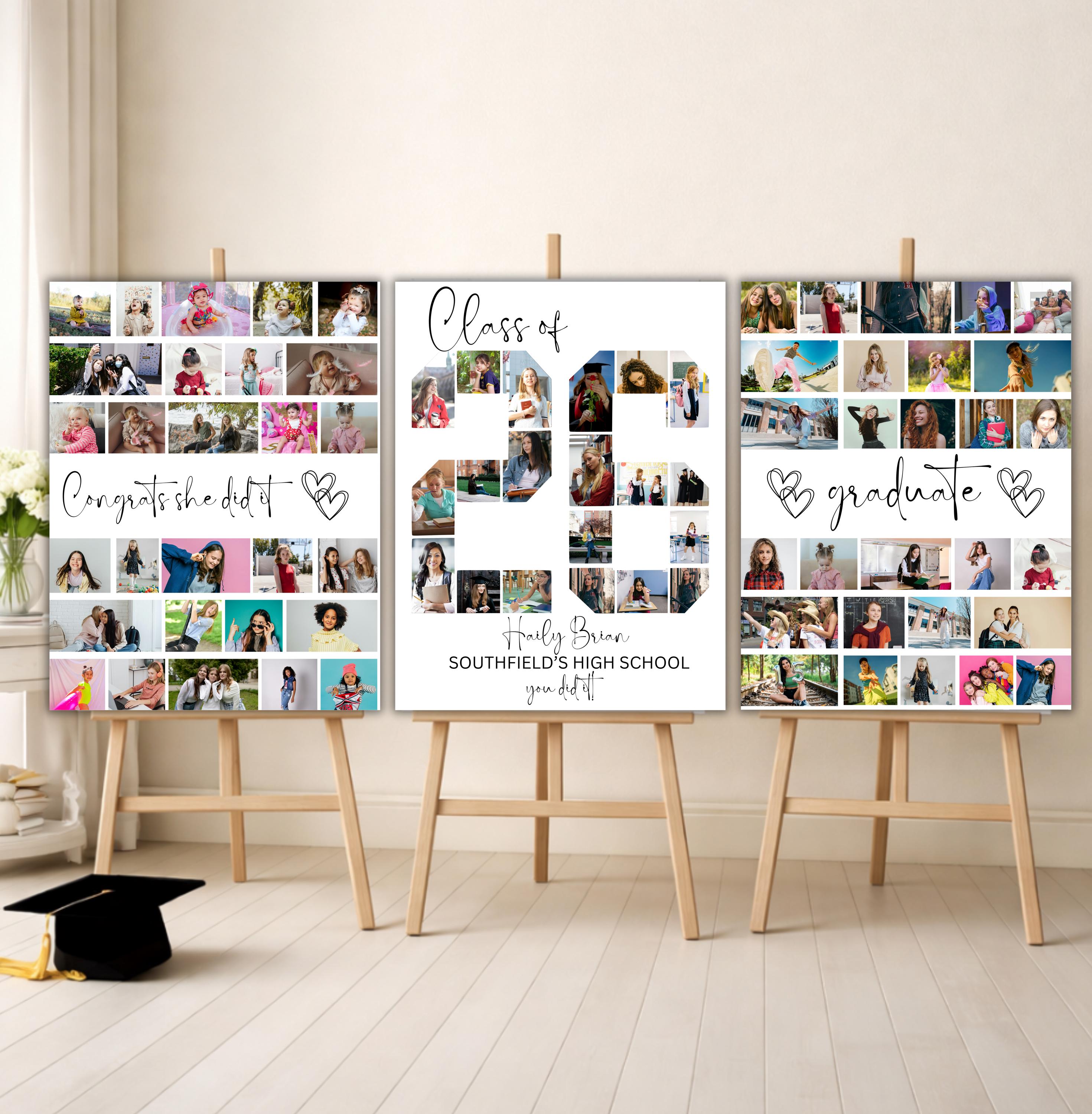 Graduation Photo Collage Template Graduation Welcome Sign Graduation ...