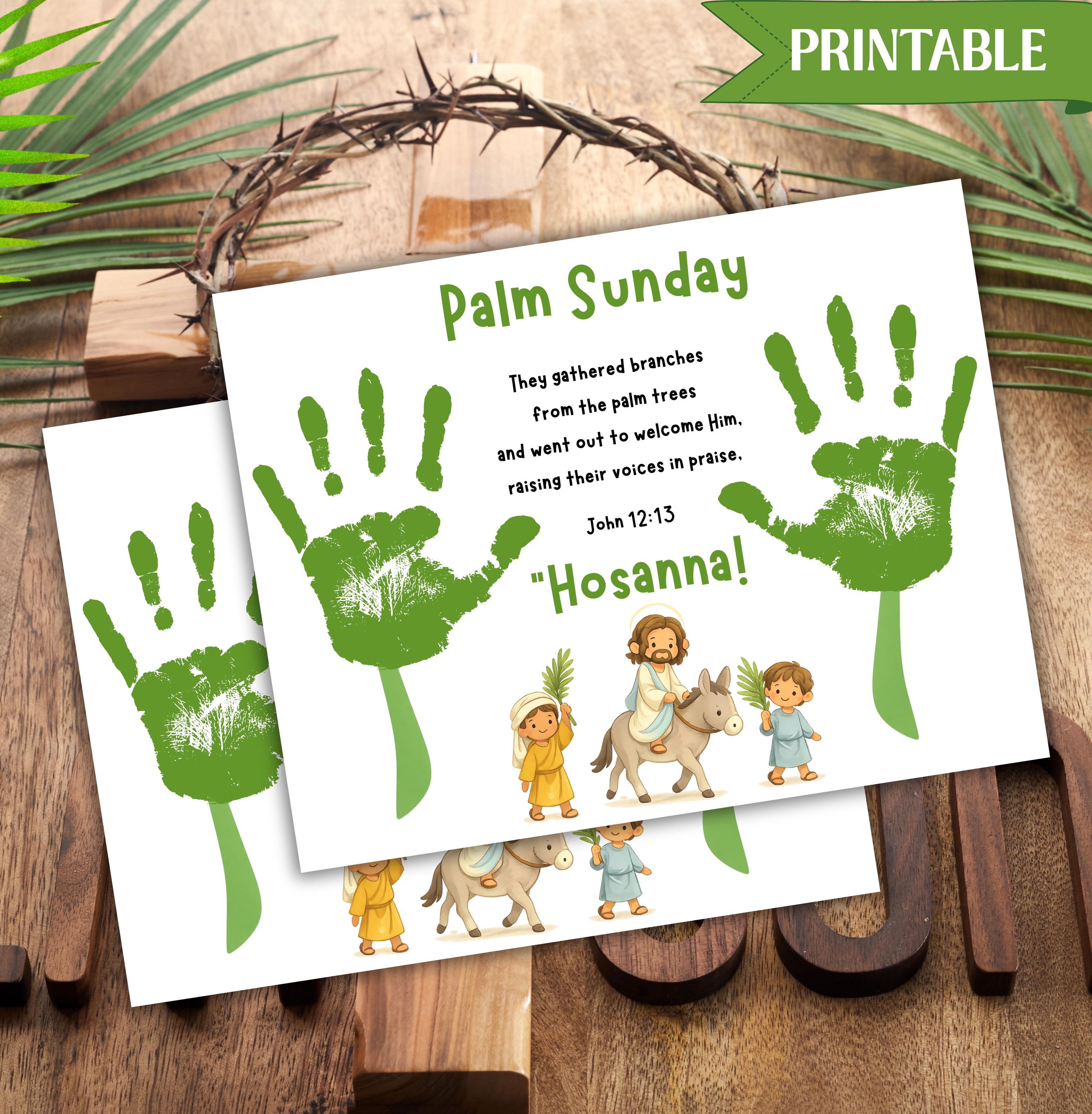 Palm Sunday Handprint Art Craft, Printable Palm Sunday Craft, Easter ...