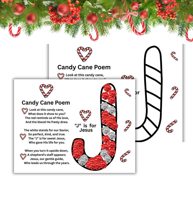 Candy Cane Tissue Paper Art, Christmas Torn Paper Craft for Kids ...