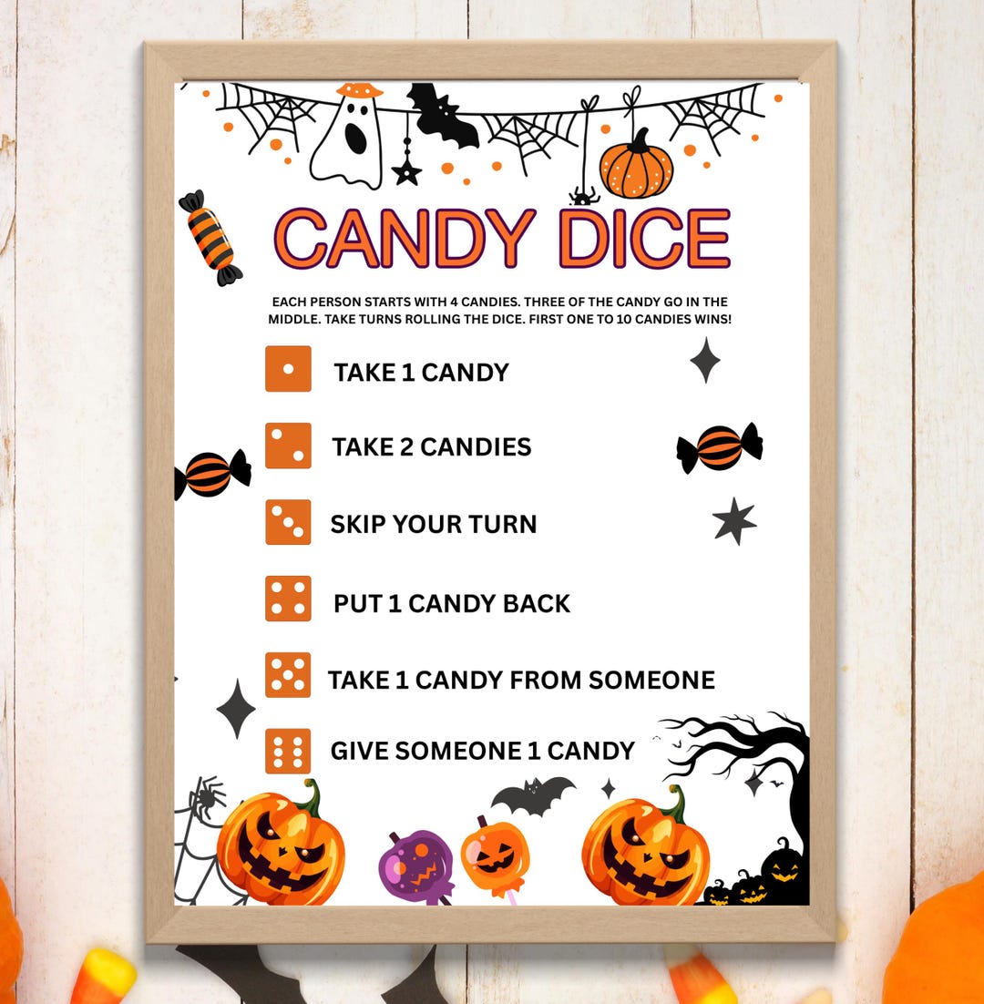 Halloween Candy Dice Game Printable, Halloween Party Games, Office ...