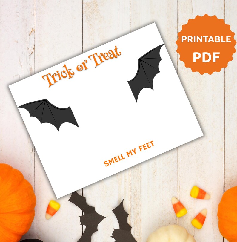 Trick or Treat Printable | Smell My Feet Halloween Art | Kids Footprint ...