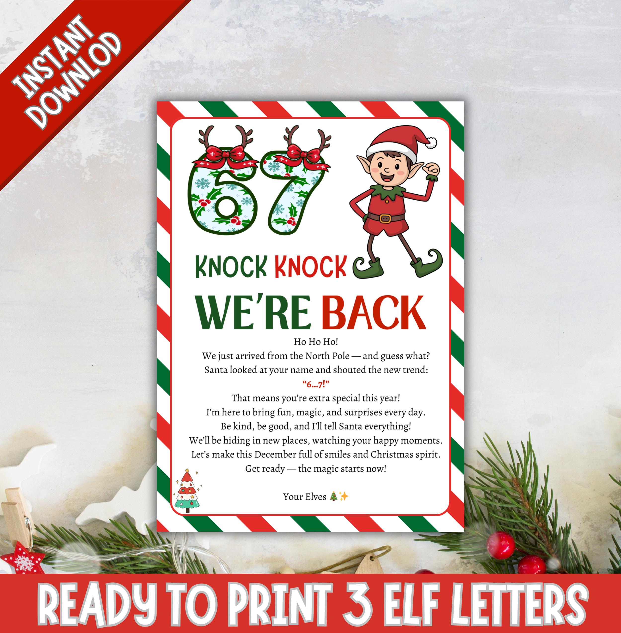 67 Elf Arrival and Goodbye Letter, Six Seven Trending Meme Letter , I'm ...
