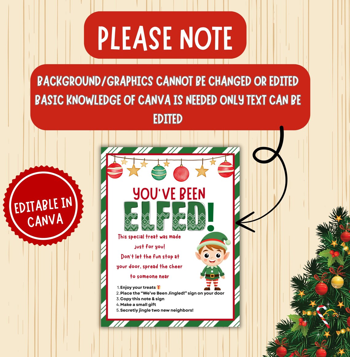 Editable You've Been Elfed Printable |i Have Been Elfed Tag, Christmas ...