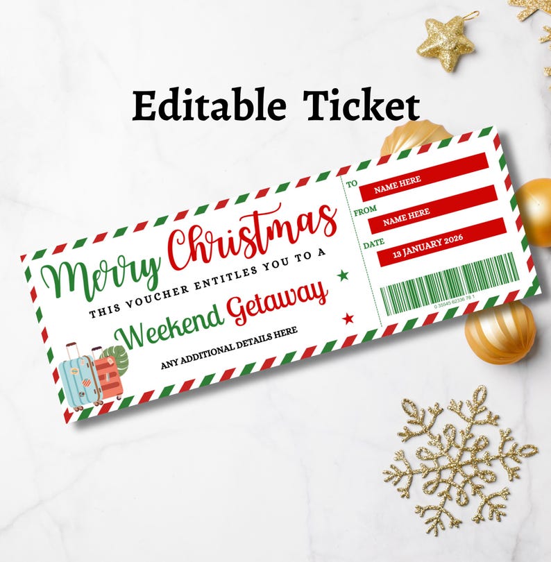 Christmas Weekend Getaway Gift Voucher | Surprise Weekend Away Ticket ...
