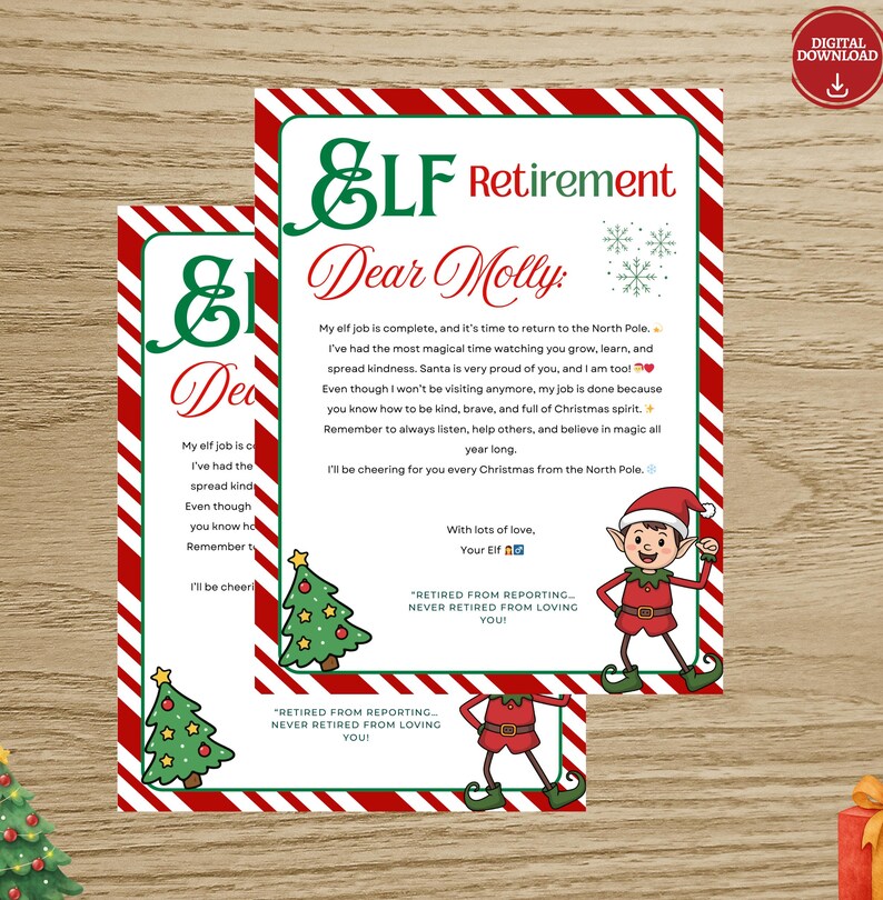 Custom Elf Retirement Letter Elf Not Visiting Elf New Mission Letter ...